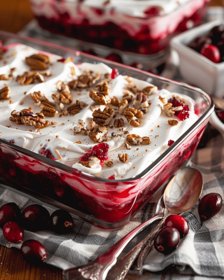 Cranberry Delight Jello Salad with Creamy Topping - Recipes, Tasks & Tools