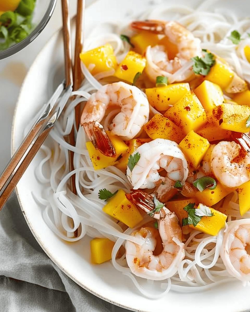 Cold Coconut Rice Noodles with Poached Shrimp, Mango, and Thai Chile ...